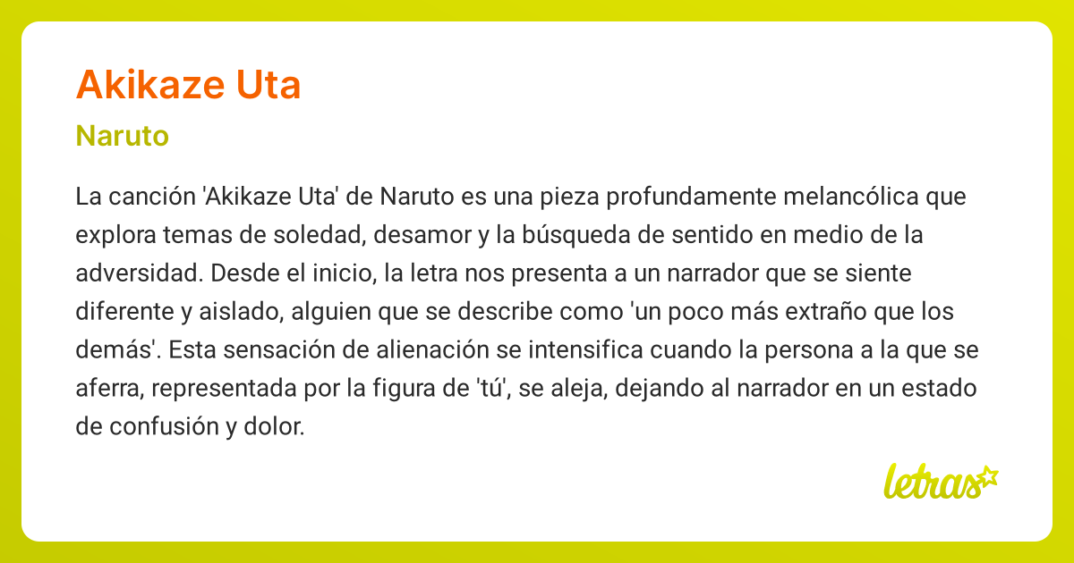 Significado de la canción AKIKAZE UTA (Naruto) - LETRAS.COM