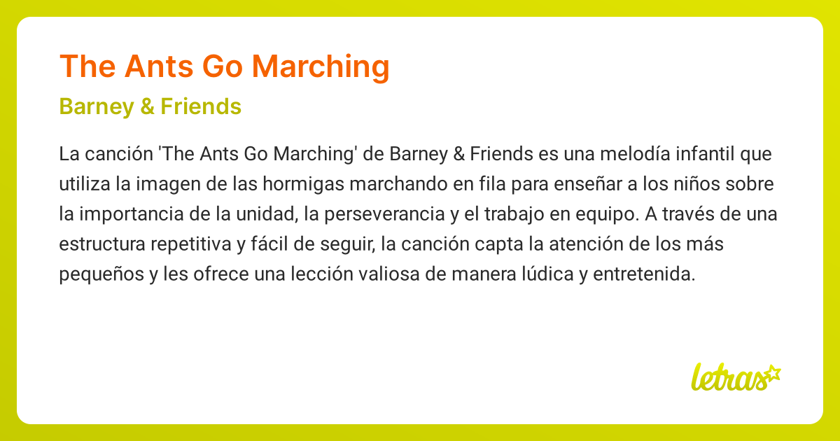Significado de la canción THE ANTS GO MARCHING (Barney & Friends ...