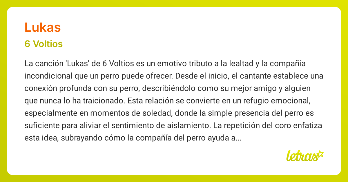 Significado de la canción LUKAS (6 Voltios) - LETRAS.COM