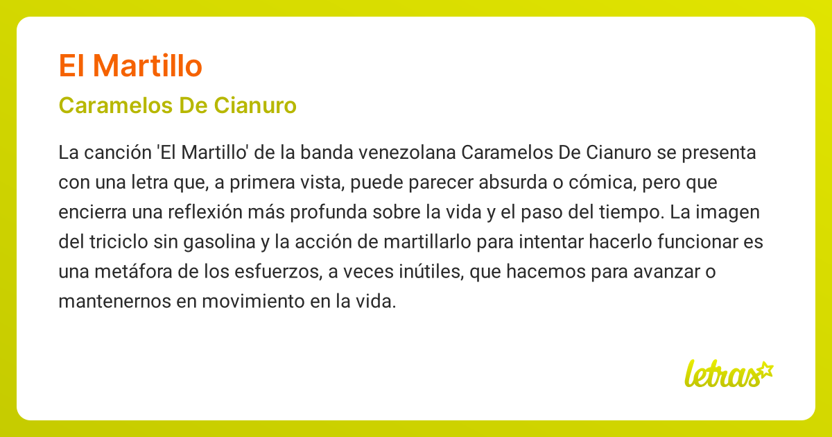 Significado de la canción EL MARTILLO (Caramelos De Cianuro) - LETRAS.COM