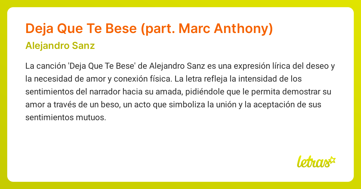 Significado de la canción Deja Que Te Bese (part. Marc Anthony ...
