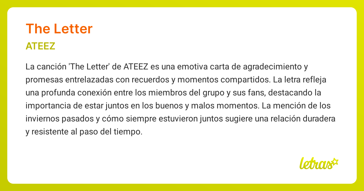 Significado de la canción THE LETTER (ATEEZ ) - LETRAS.COM