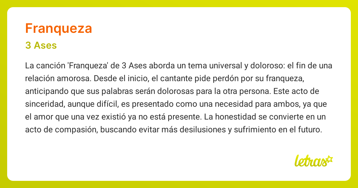 Significado de la canción FRANQUEZA (3 Ases) - LETRAS.COM
