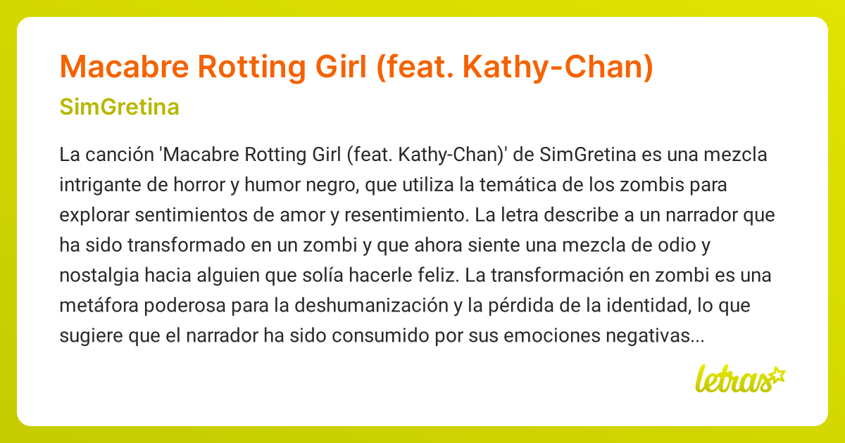 Significado de la canción Macabre Rotting Girl (feat. Kathy-Chan ...
