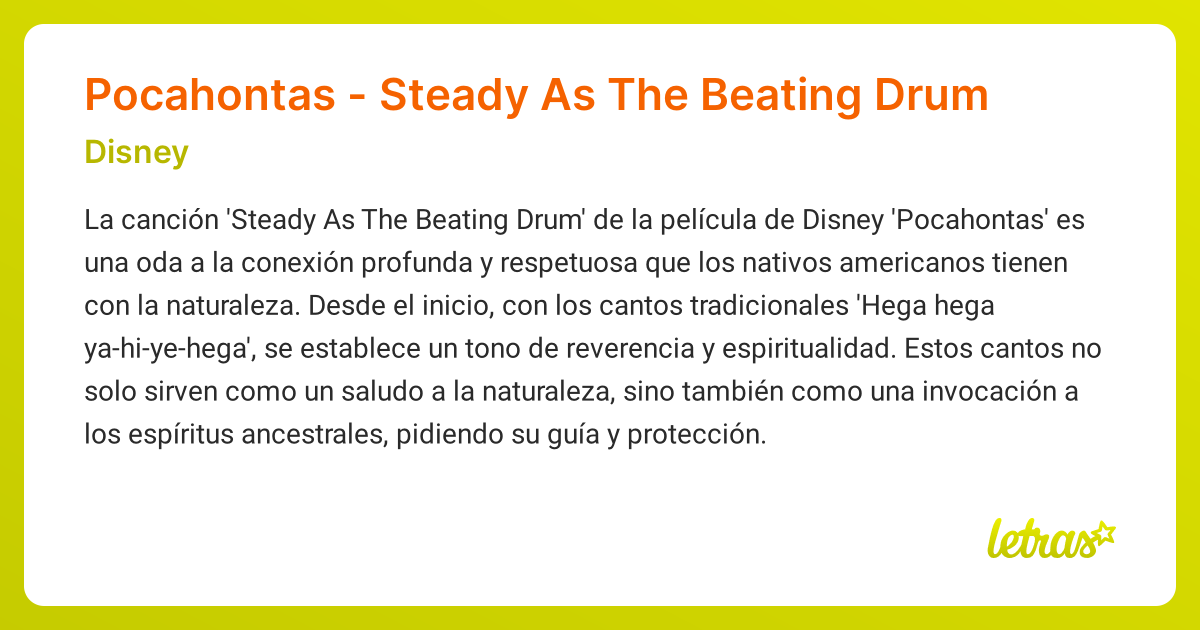 Significado de la canción Pocahontas - Steady As The Beating Drum ...