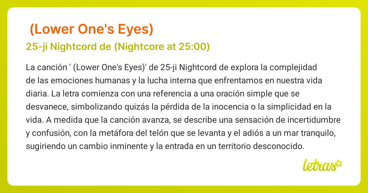 Significado de la canción ロウワー (Lower One's Eyes) (25-ji Nightcord de ...
