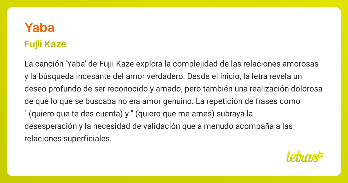 Significado de la canción YABA (Fujii Kaze) - LETRAS.COM