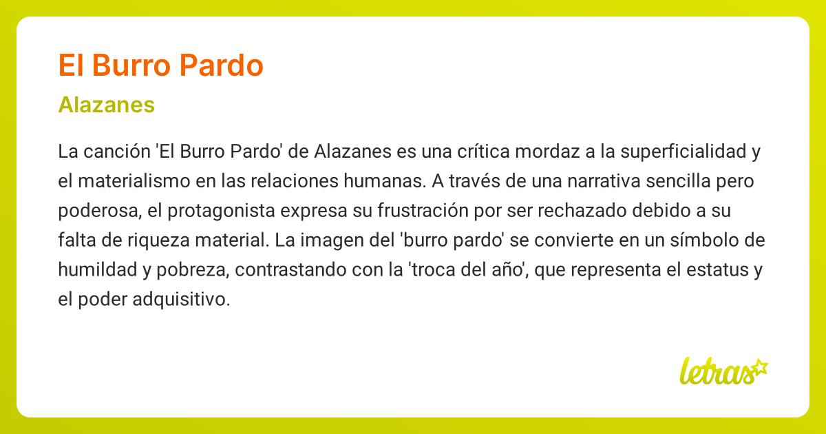 Significado de la canción EL BURRO PARDO (Alazanes) - LETRAS.COM