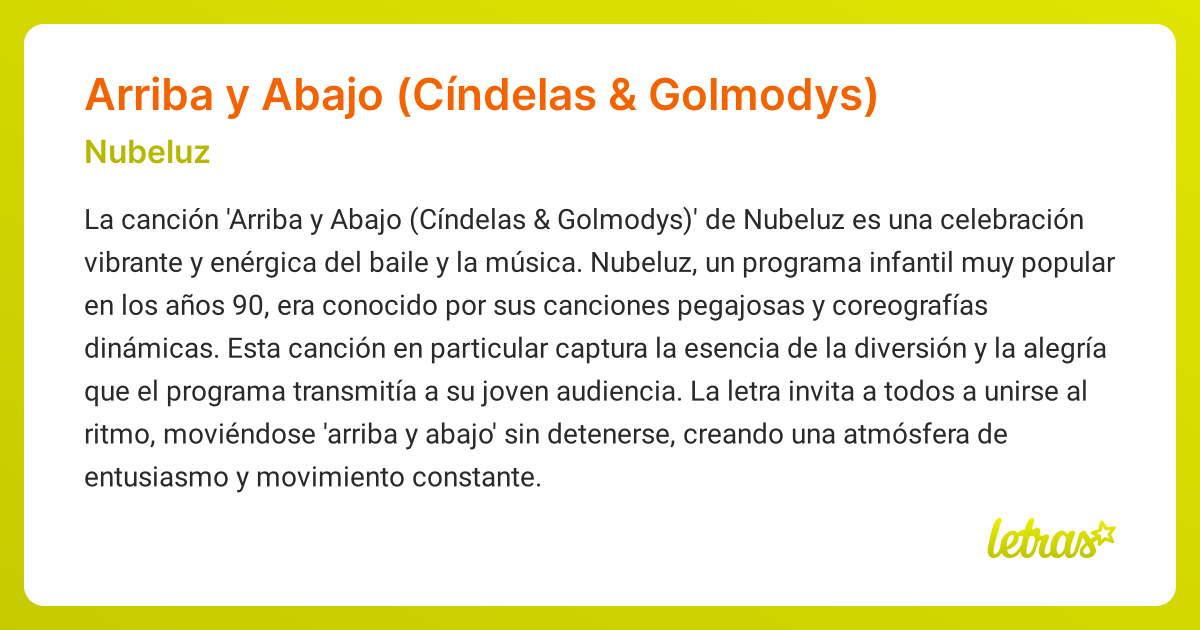 Significado de la canción Arriba y Abajo (Cíndelas & Golmodys) (Nubeluz ...