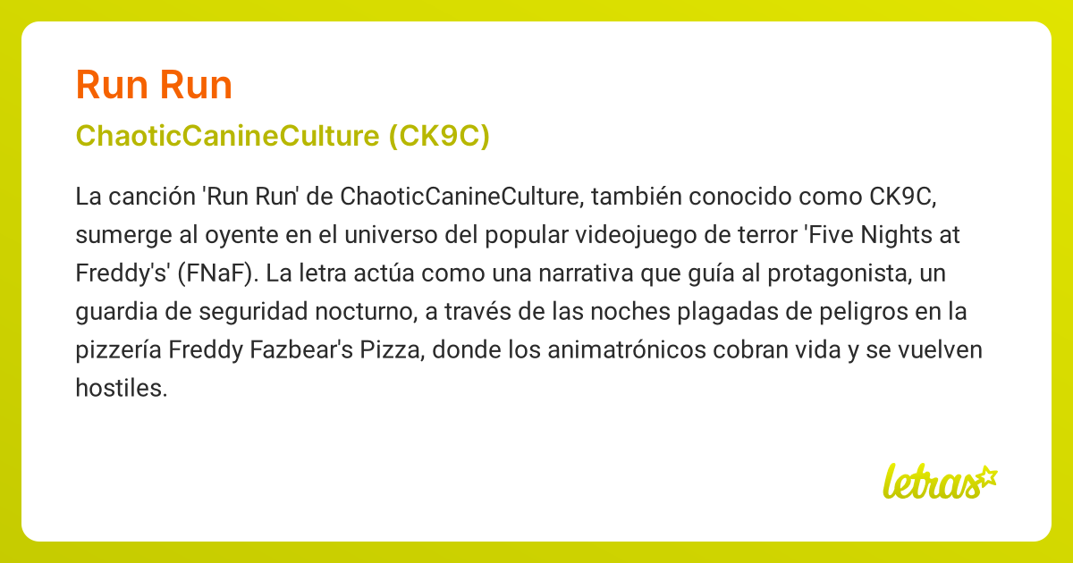 Significado de la canción RUN RUN (ChaoticCanineCulture (CK9C ...