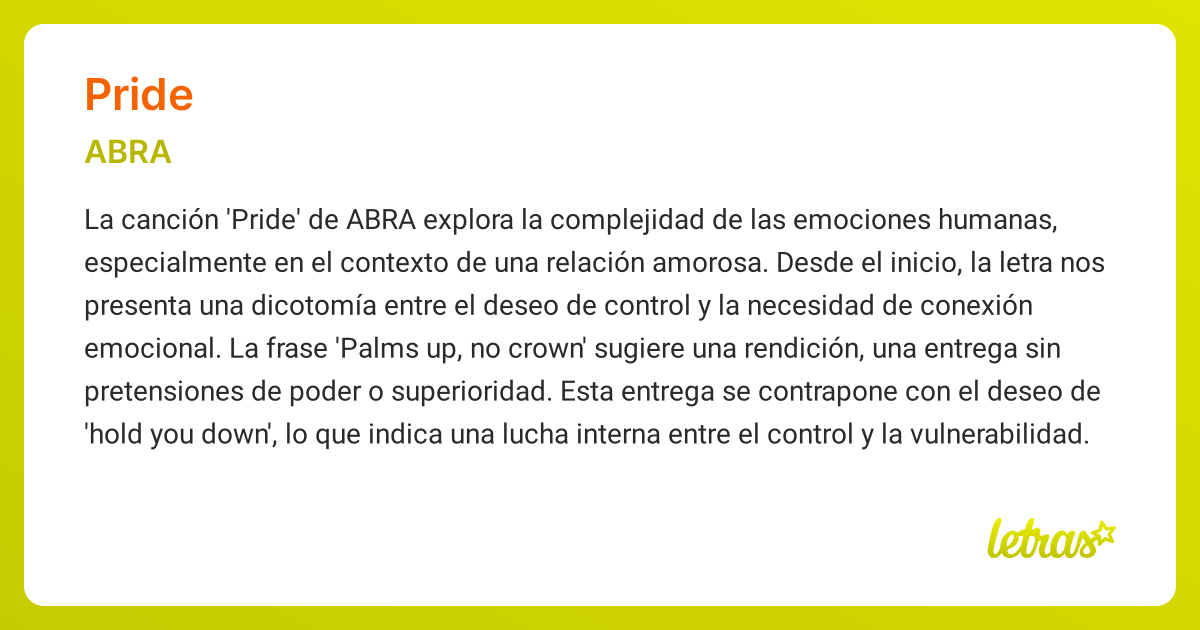 Significado de la canción PRIDE (ABRA) - LETRAS.COM