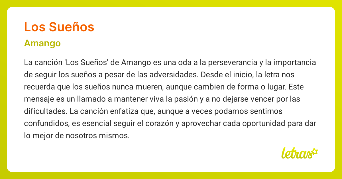 Significado de la canción LOS SUEÑOS (Amango) - LETRAS.COM