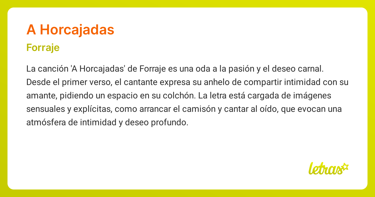 Significado de la canción A HORCAJADAS (Forraje) - LETRAS.COM