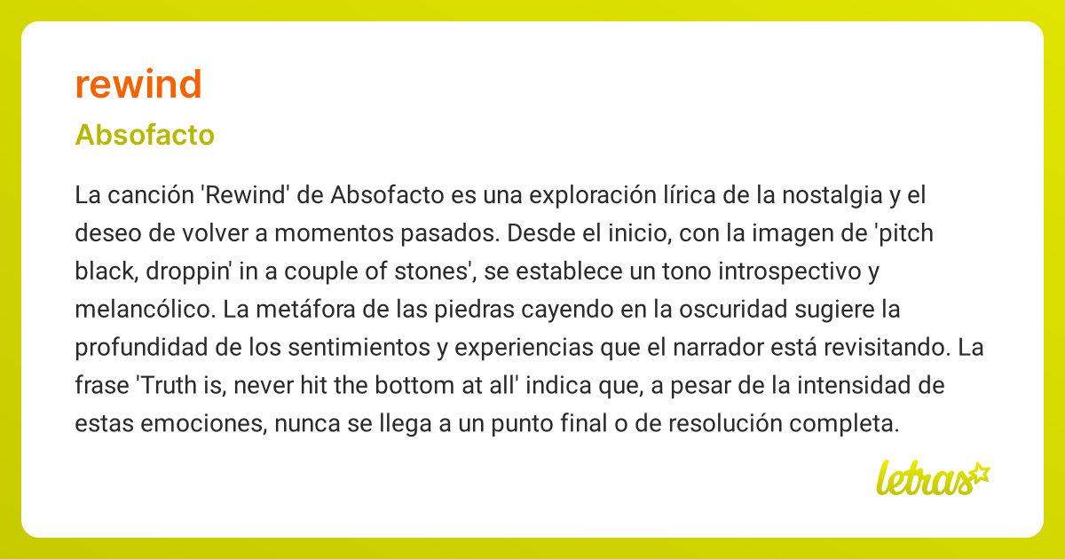 Significado De La Canción Rewind Absofacto Letras Com