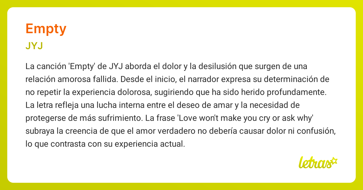 Significado de la canción EMPTY (JYJ) - LETRAS.COM
