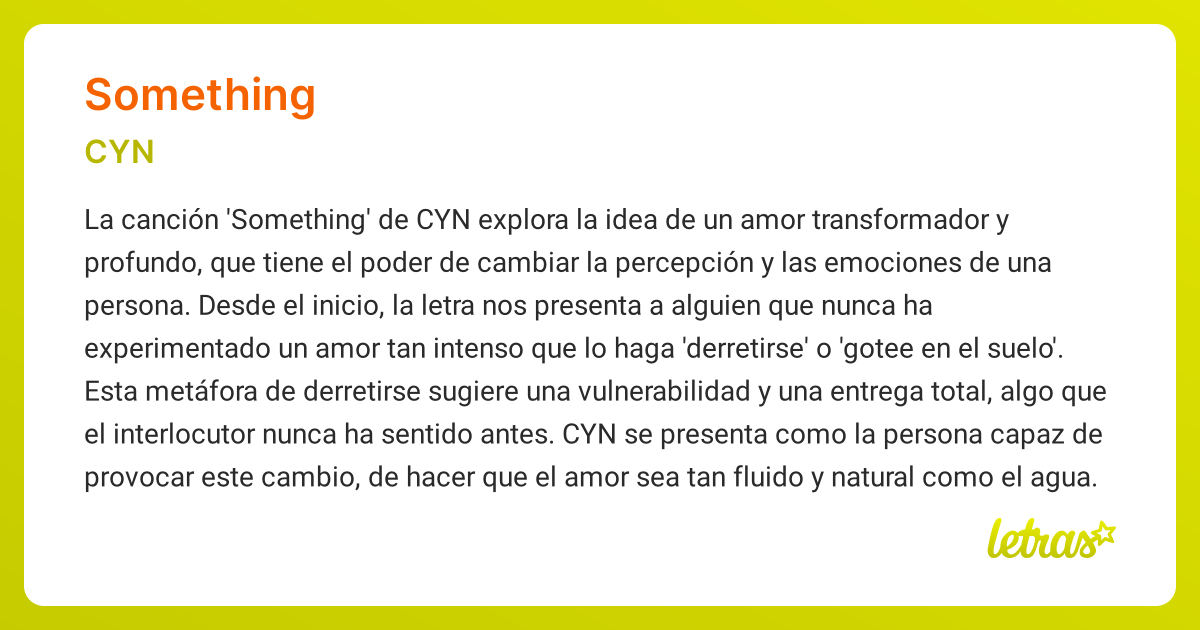 Significado de la canción SOMETHING (CYN) - LETRAS.COM