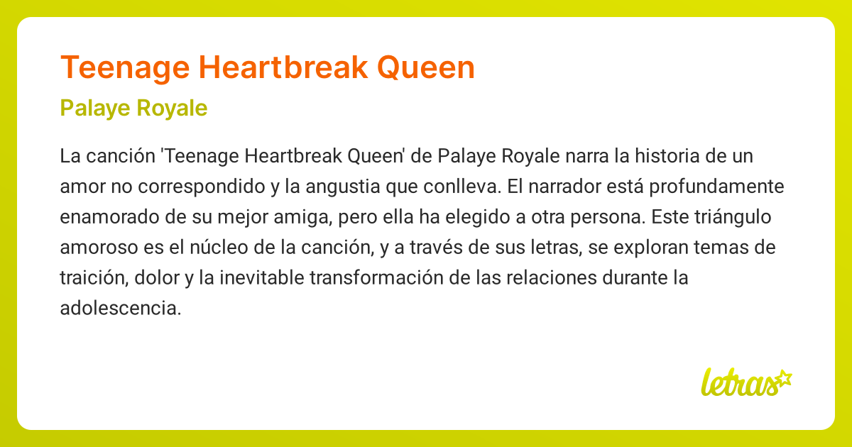 Significado de la canción TEENAGE HEARTBREAK QUEEN (Palaye Royale ...