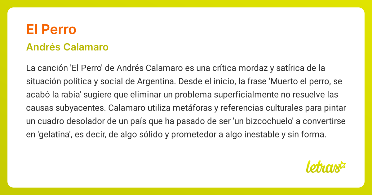 Significado de la canción EL PERRO (Andrés Calamaro) - LETRAS.COM
