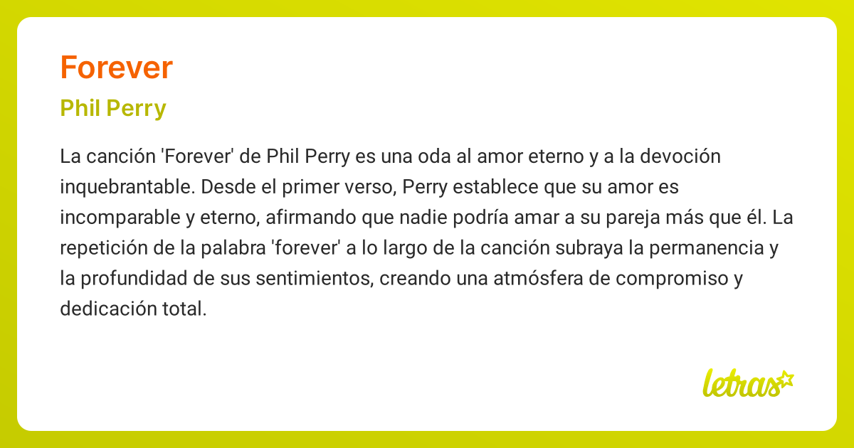 Significado de la canción FOREVER (Phil Perry) - LETRAS.COM
