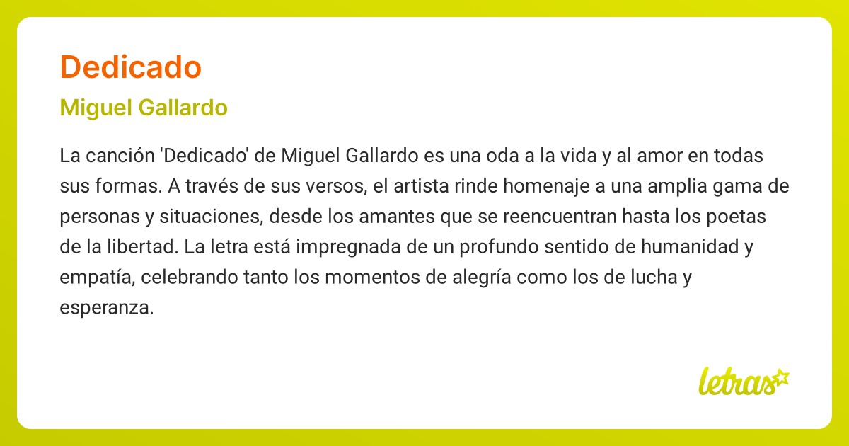 Significado de la canción DEDICADO (Miguel Gallardo) - LETRAS.COM