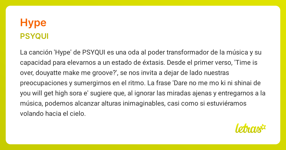 Significado de la canción HYPE (PSYQUI) - LETRAS.COM