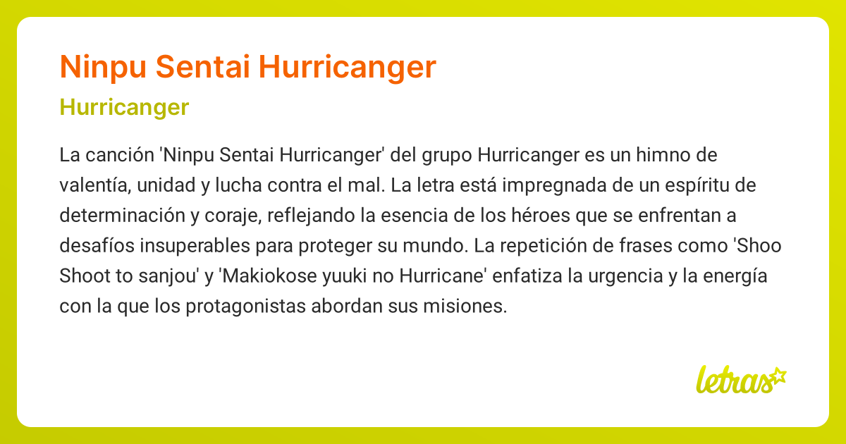 Significado de la canción NINPU SENTAI HURRICANGER (Hurricanger ...