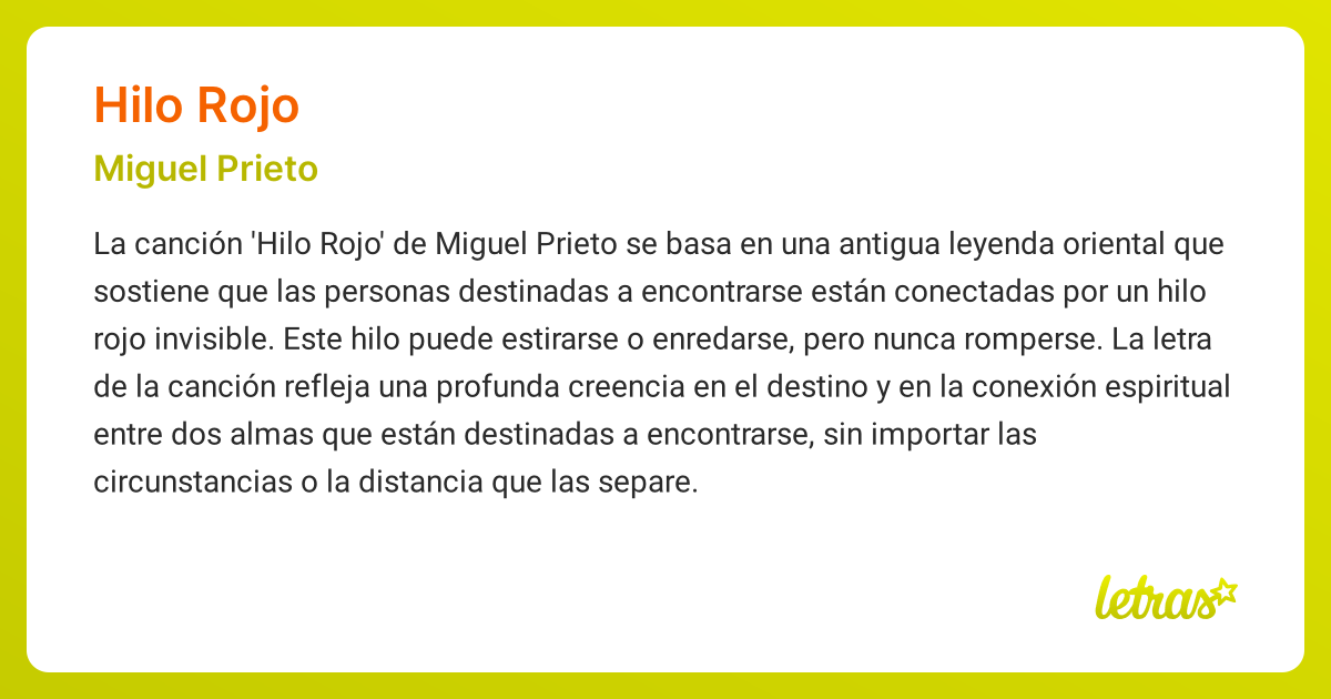 Significado de la canción HILO ROJO (Miguel Prieto) - LETRAS.COM