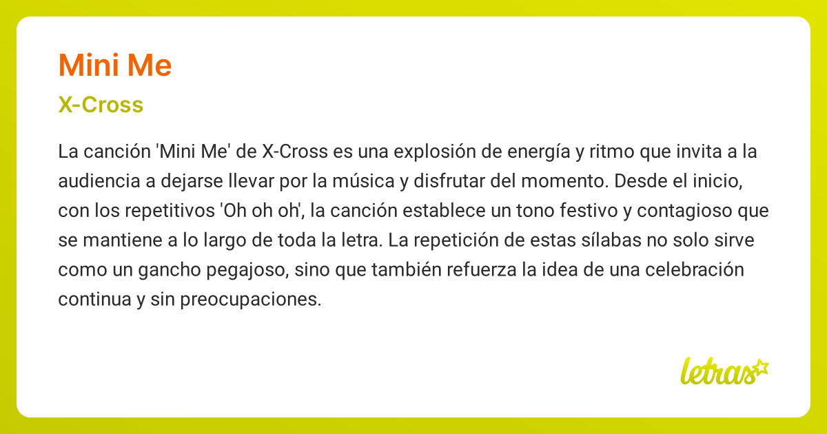 Significado de la canción MINI ME (X-Cross) - LETRAS.COM
