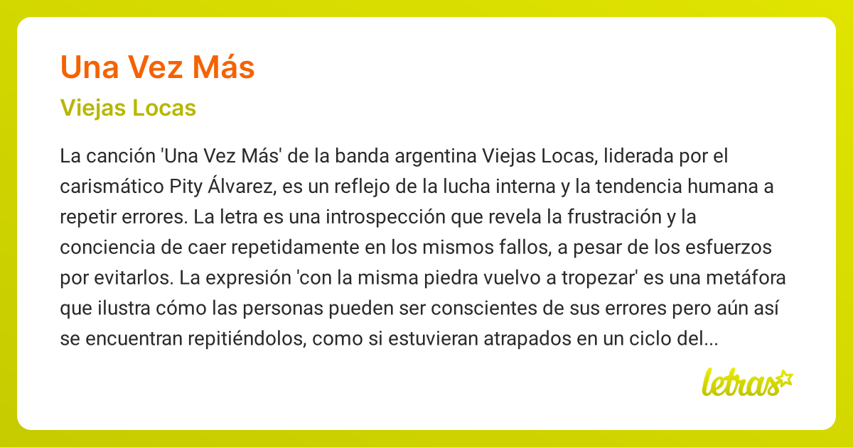 Significado de la canción UNA VEZ MÁS (Viejas Locas) - LETRAS.COM