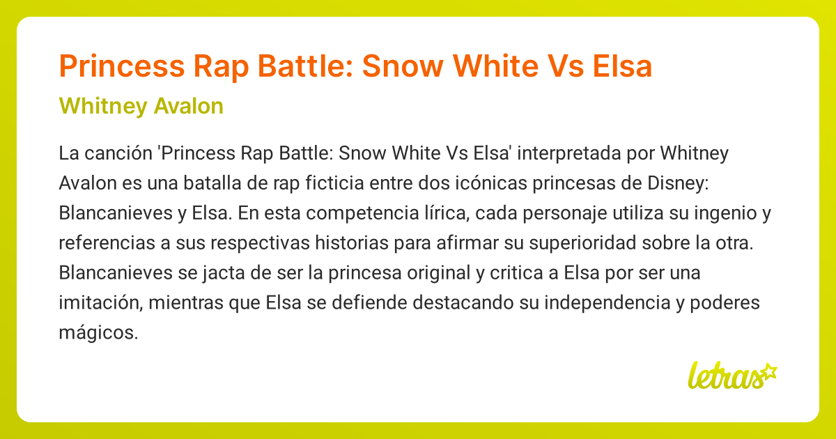 Significado de la canción Princess Rap Battle: Snow White Vs Elsa ...