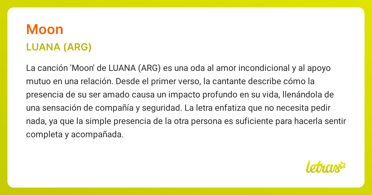 Significado de la canción MOON (LUANA (ARG)) - LETRAS.COM