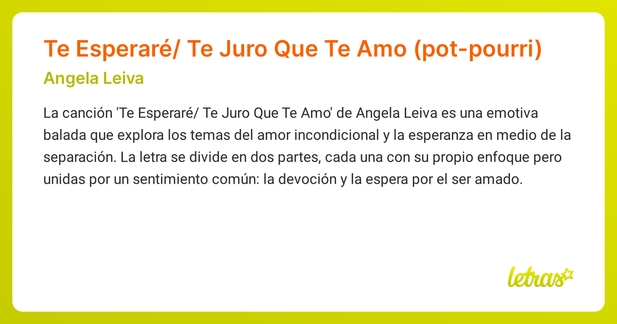 Significado de la canción Te Esperaré/ Te Juro Que Te Amo (pot-pourri ...