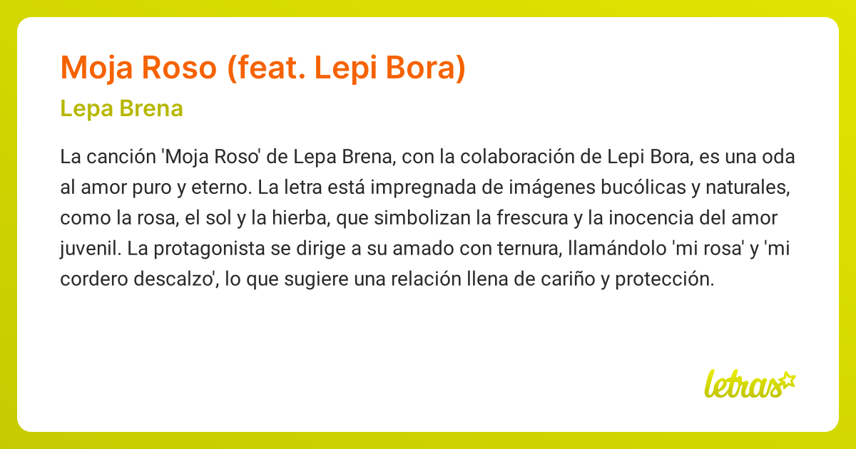 Significado de la canción MOJA ROSO (FEAT. LEPI BORA) (Lepa Brena ...