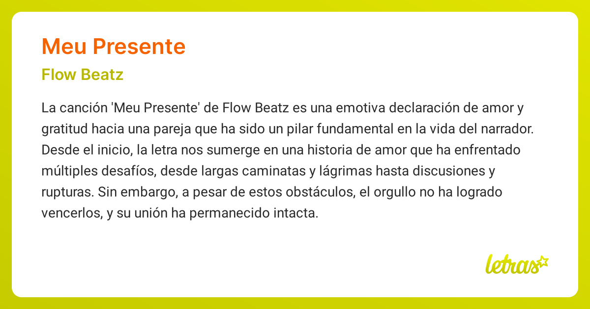 Significado de la canción MEU PRESENTE (Flow Beatz) - LETRAS.COM