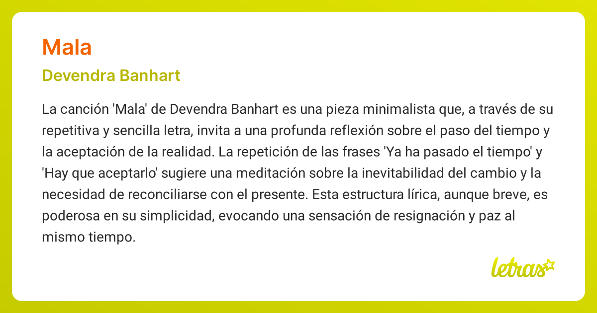 Significado de la canción MALA (Devendra Banhart) - LETRAS.COM