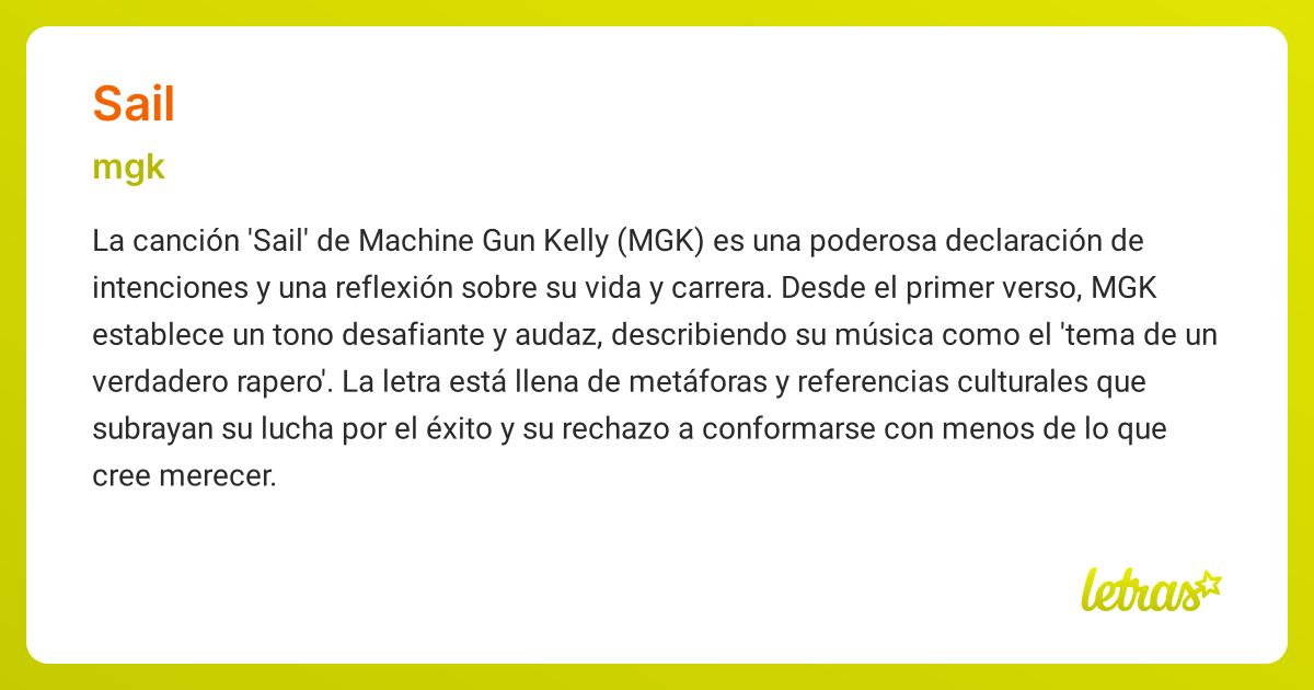 Significado de la canción SAIL (mgk) - LETRAS.COM