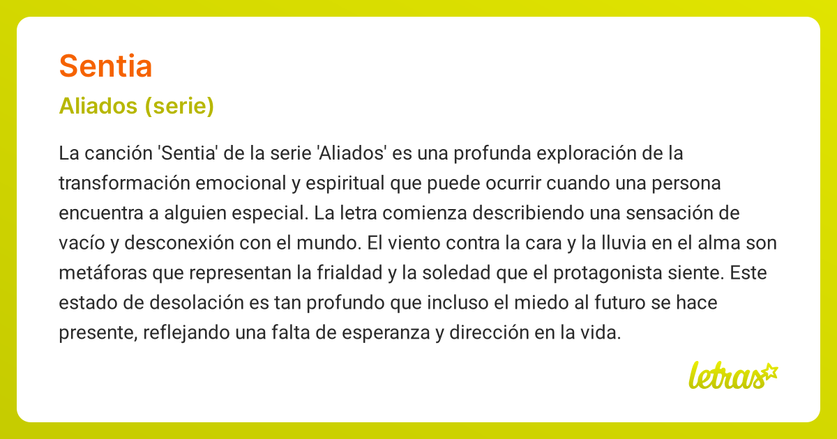 Significado de la canción SENTIA (Aliados (serie)) - LETRAS.COM