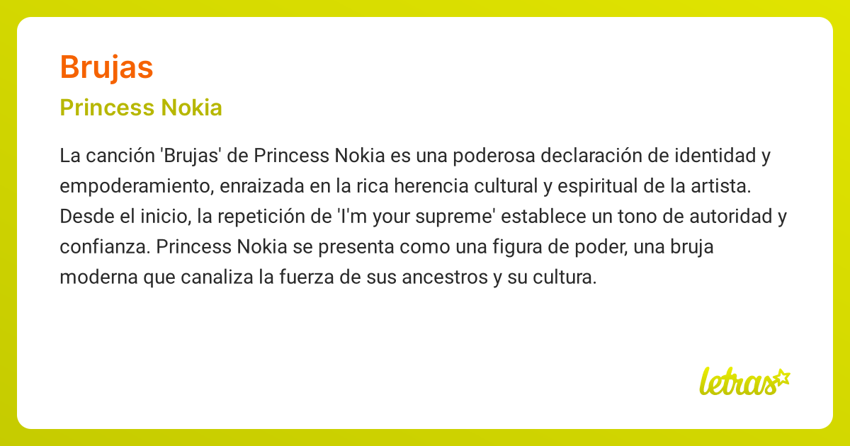Significado de la canción BRUJAS (Princess Nokia) - LETRAS.COM