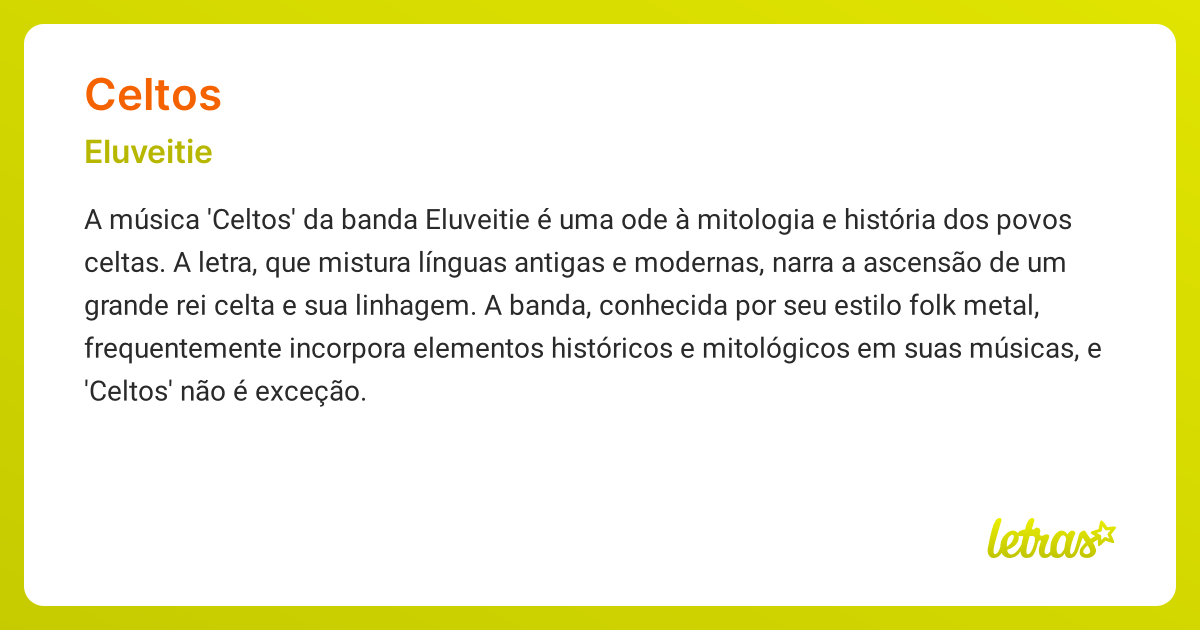 Significado da música CELTOS (Eluveitie) - LETRAS.MUS.BR