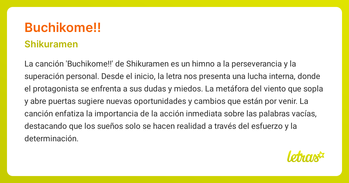 Significado de la canción BUCHIKOME!! (Shikuramen) - LETRAS.COM