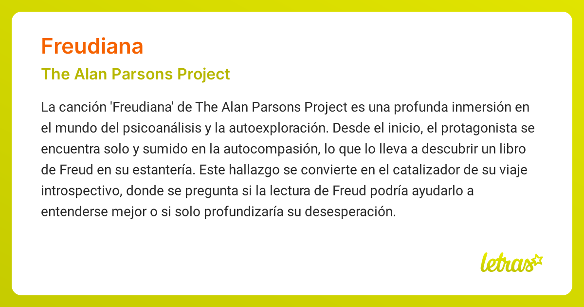 Significado de la canción FREUDIANA (The Alan Parsons Project) - LETRAS.COM