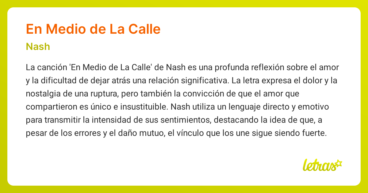 Significado de la canción EN MEDIO DE LA CALLE (Nash) - LETRAS.COM