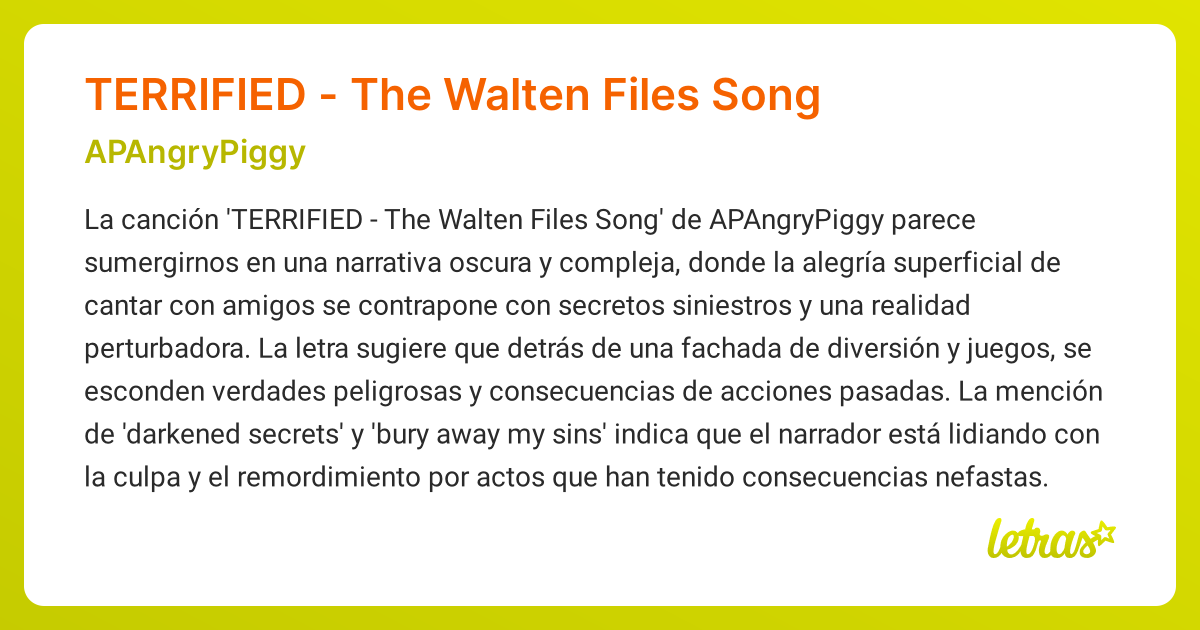 Significado de la canción TERRIFIED - The Walten Files Song ...