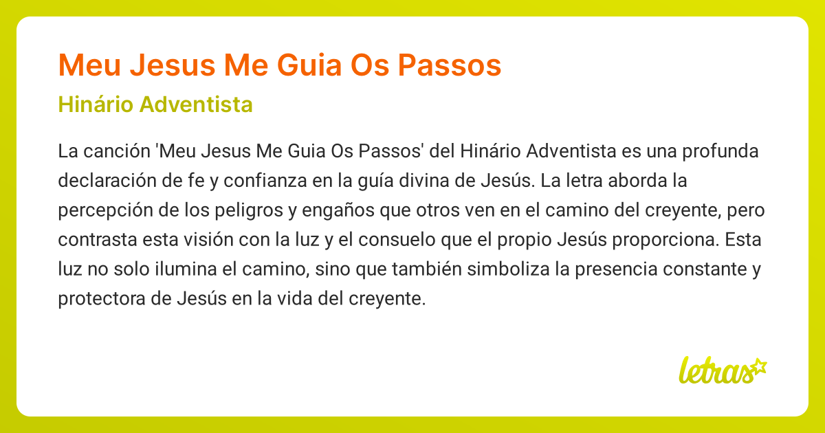 Significado de la canción MEU JESUS ME GUIA OS PASSOS (Hinário ...