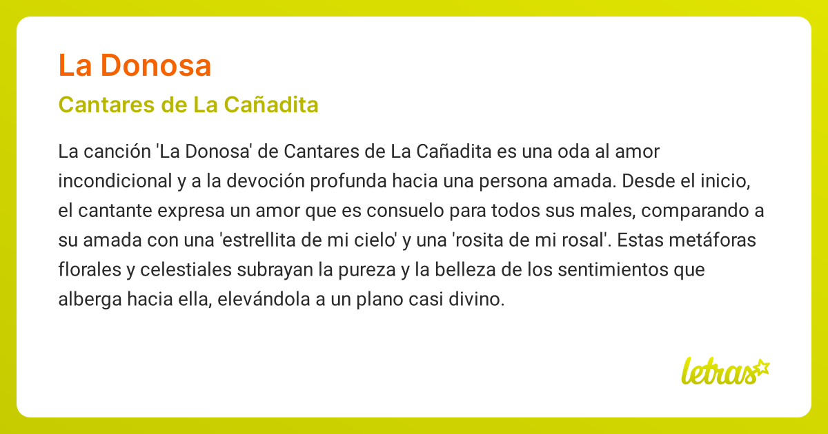 Significado de la canción LA DONOSA (Cantares de La Cañadita) - LETRAS.COM