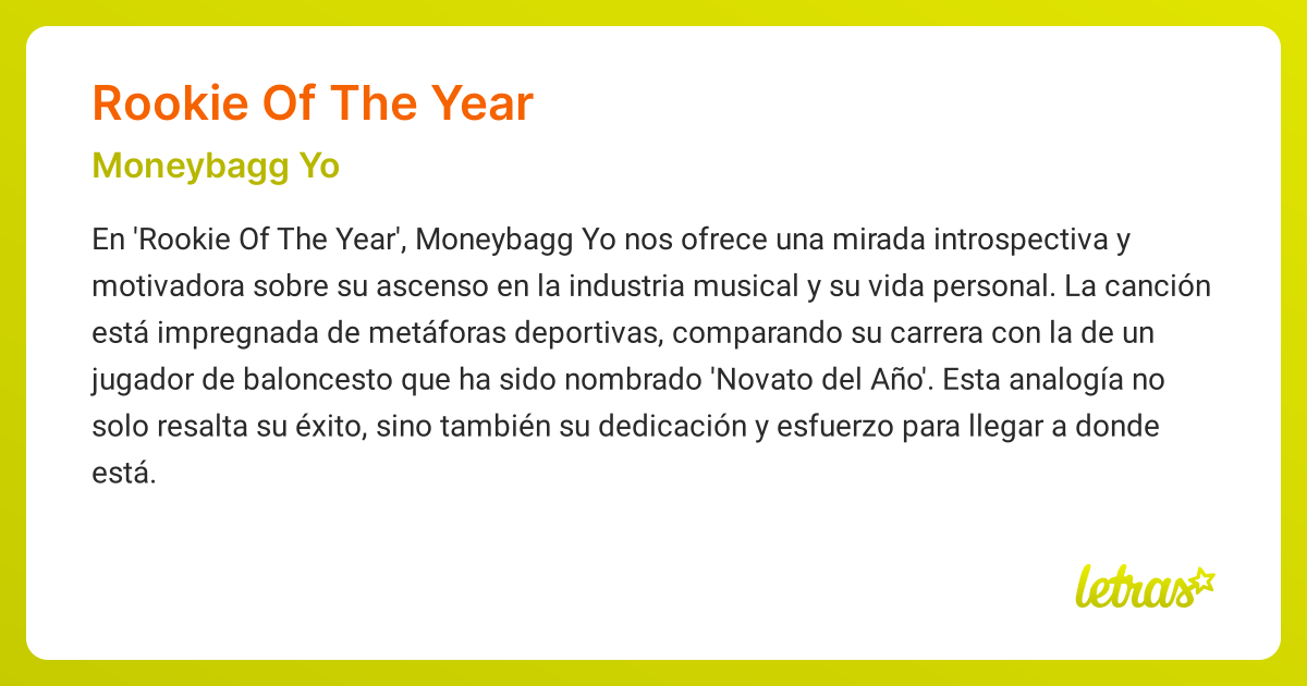 Significado de la canción ROOKIE OF THE YEAR (Moneybagg Yo) - LETRAS.COM