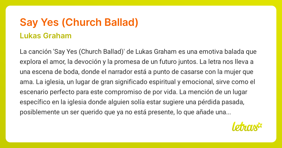 Significado de la canción SAY YES (CHURCH BALLAD) (Lukas Graham ...