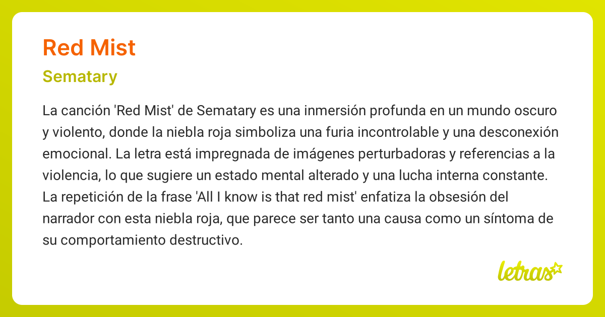 Significado de la canción RED MIST (Sematary) - LETRAS.COM
