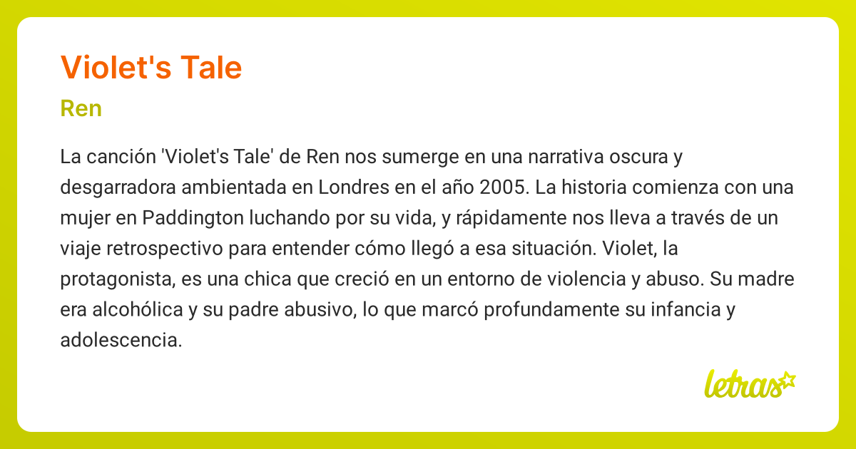 Significado de la canción VIOLET'S TALE (Ren) - LETRAS.COM