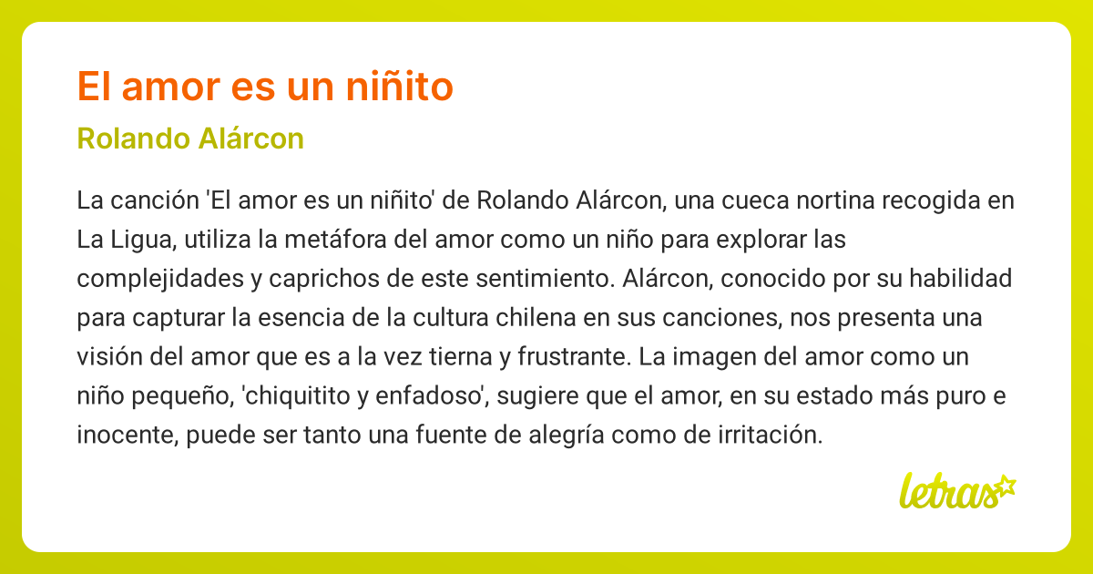 Significado de la canción EL AMOR ES UN NIÑITO (Rolando Alárcon ...